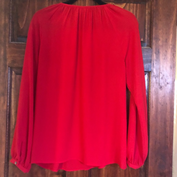 LOFT | Tops | Pretty Red Flowy Blouse Top | Poshmark